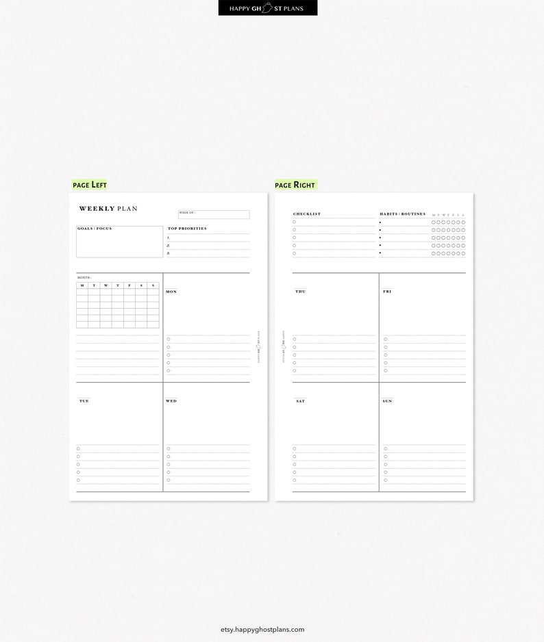 Weekly Planner Printable Half-letter Planner Insert Week on - Etsy