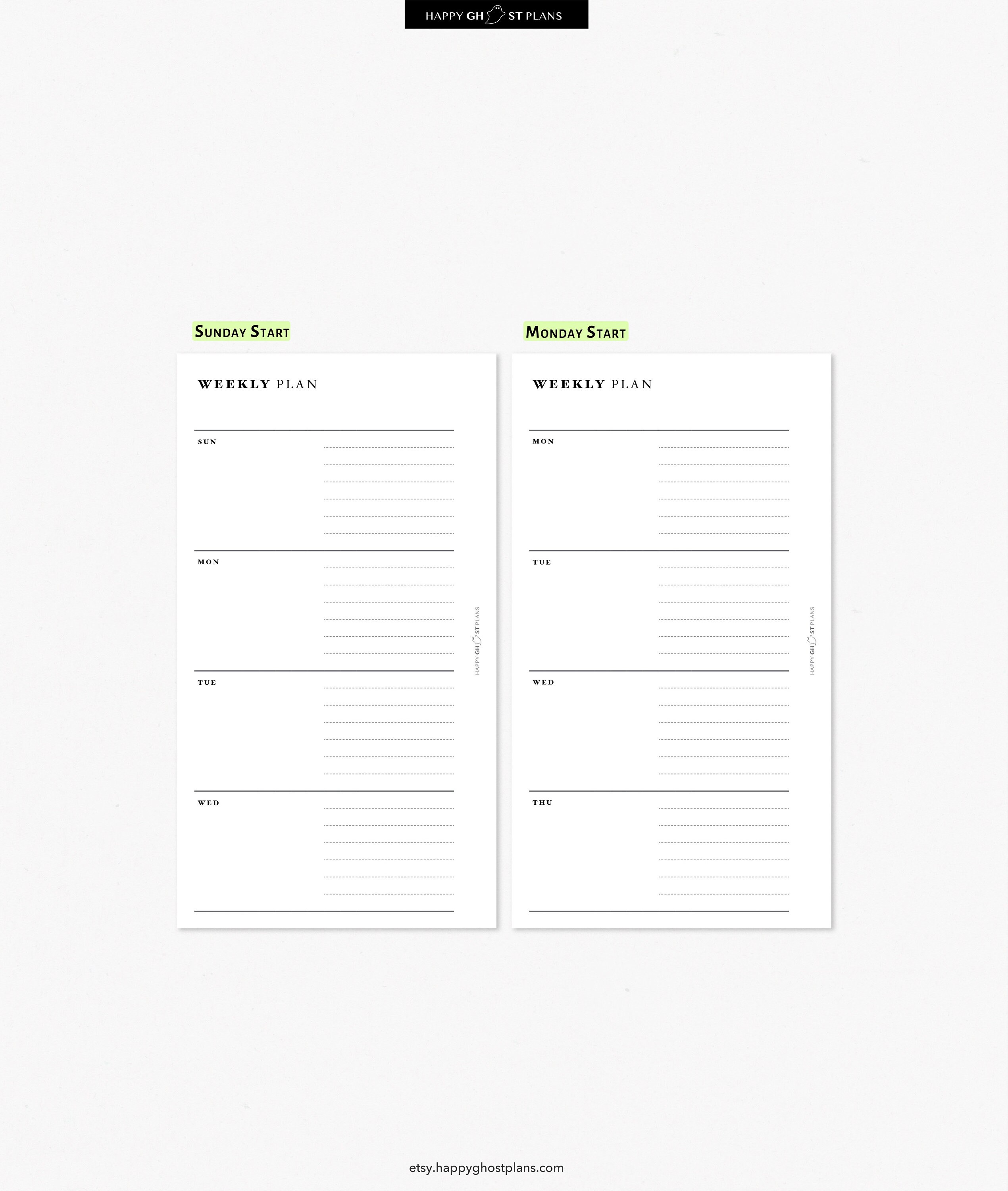 Weekly Planner Printable Insert for Personal Size Planner Week on 2 ...