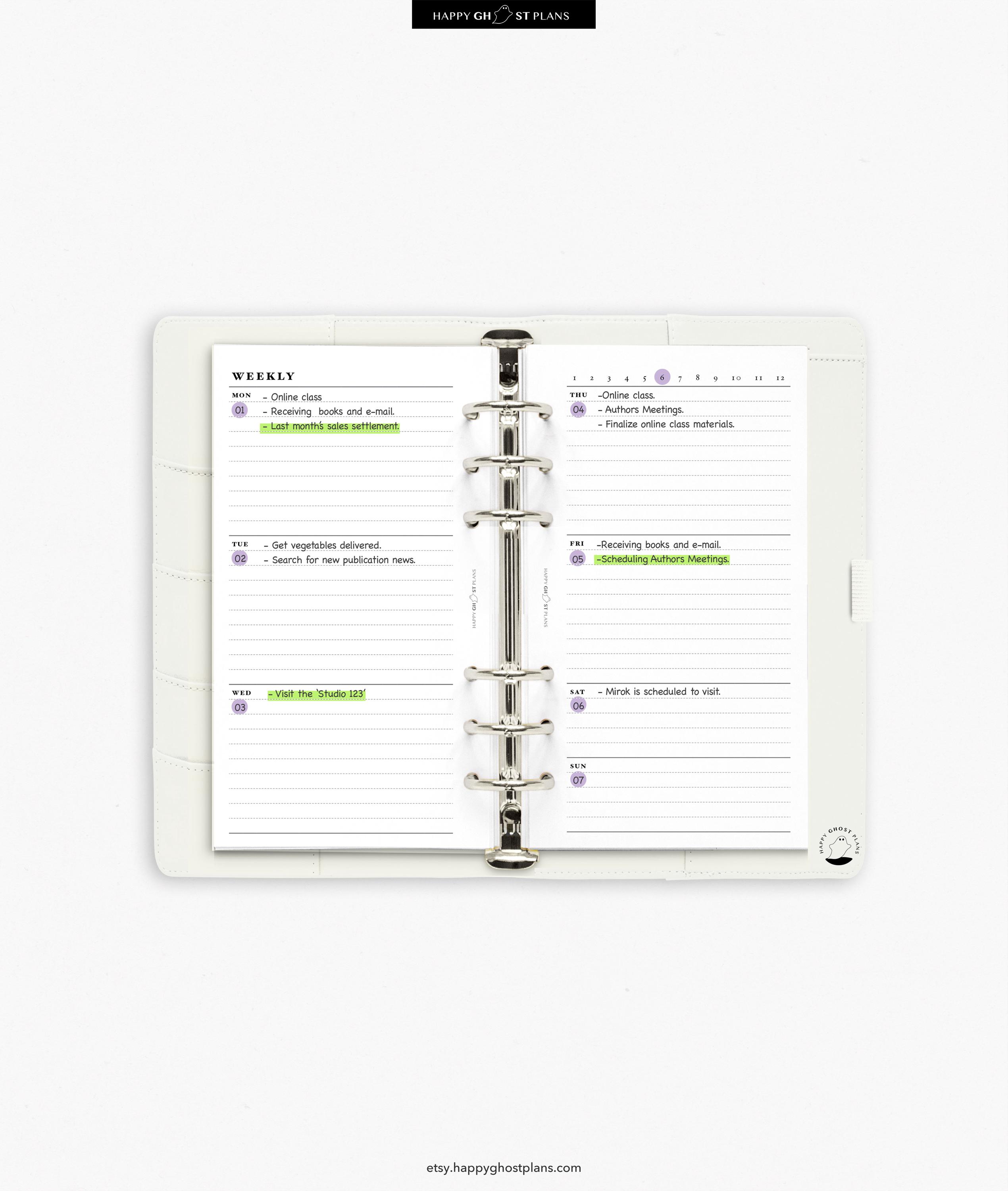 Weekly Planner, Printable Inserts for Personal Size Planner | W111L - Etsy