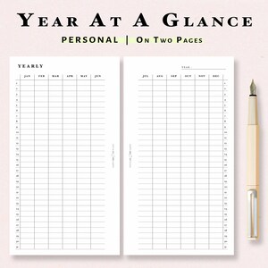 Year at a Glance Planner Printable Personal Size Undated | Etsy