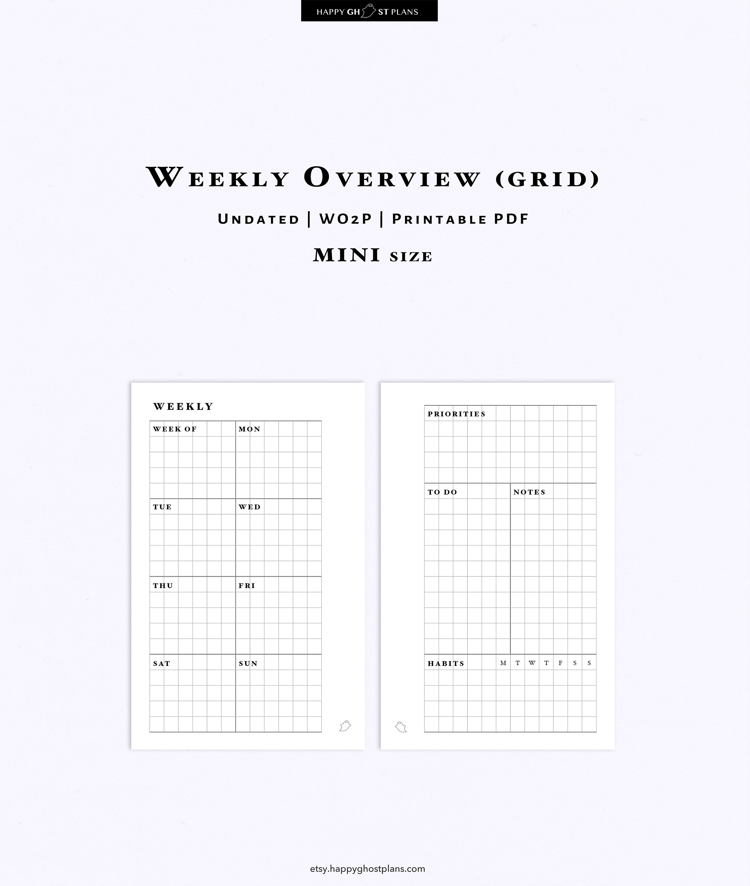 Weekly Planner Printable Mini Size Inserts Weekly Overview - Etsy