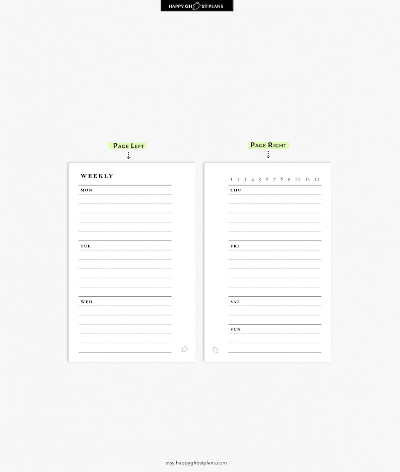 Weekly Planner Printable Mini Size Insert Undated Weekly Planner Week on Two Page Minimalist ...