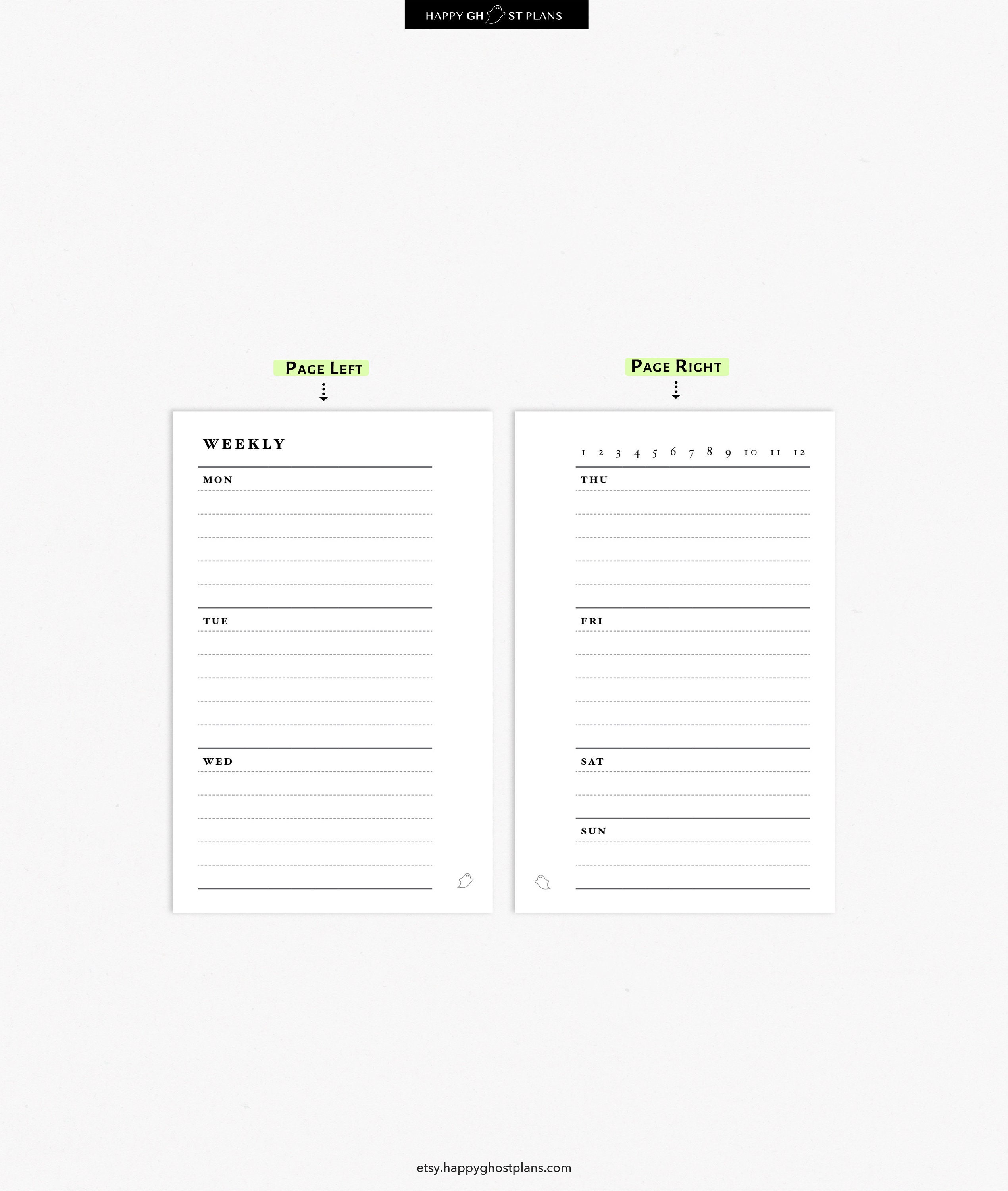 Weekly Planner Printable Mini Size Insert Undated Weekly Planner Week ...