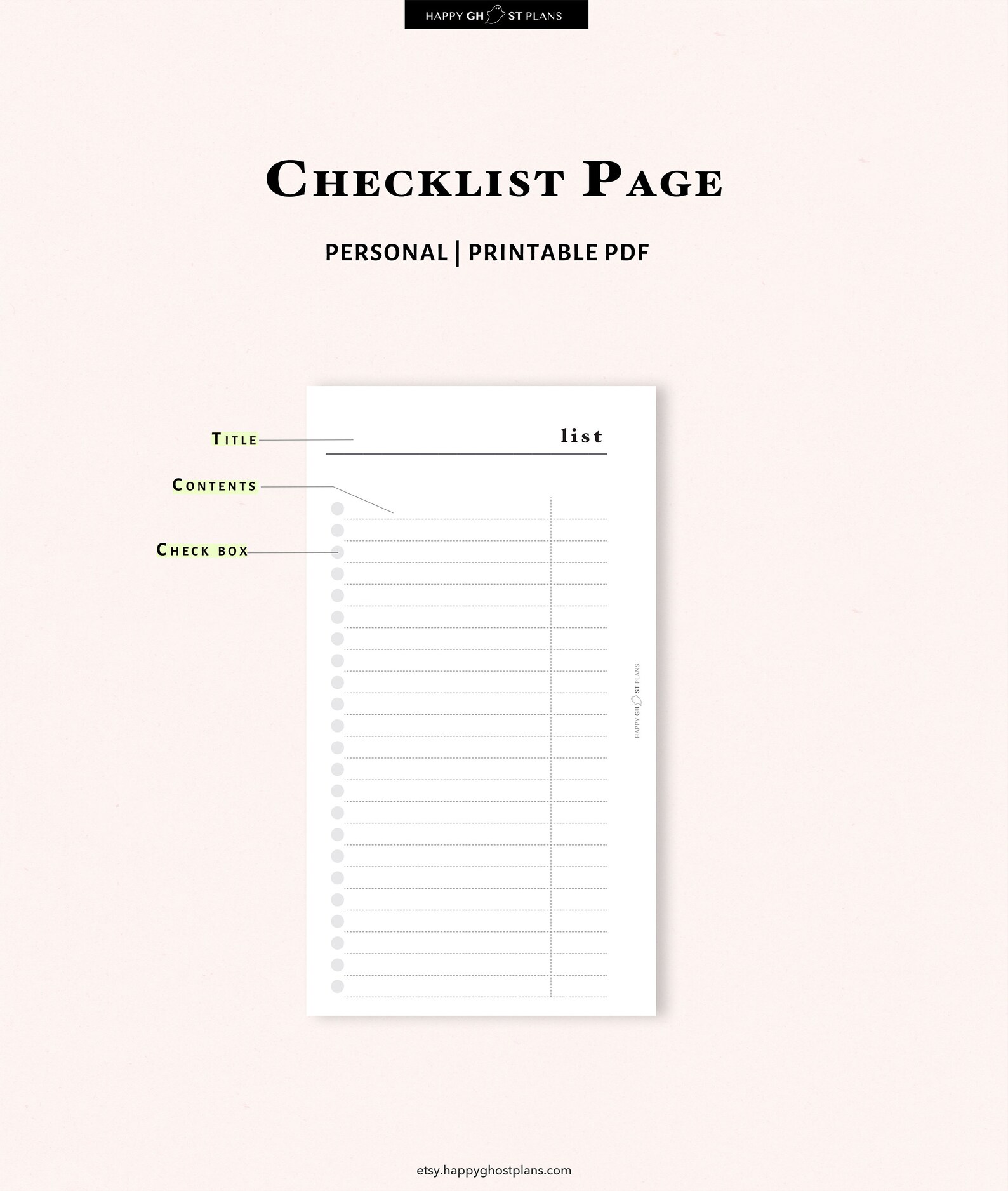 Checklist Template Printable Personal Ring Inserts To-do - Etsy