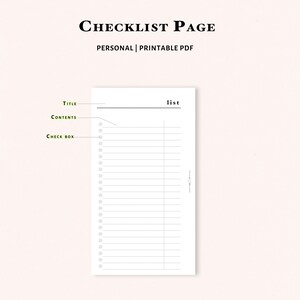 Checklist Template Printable Personal Ring Inserts To-do - Etsy