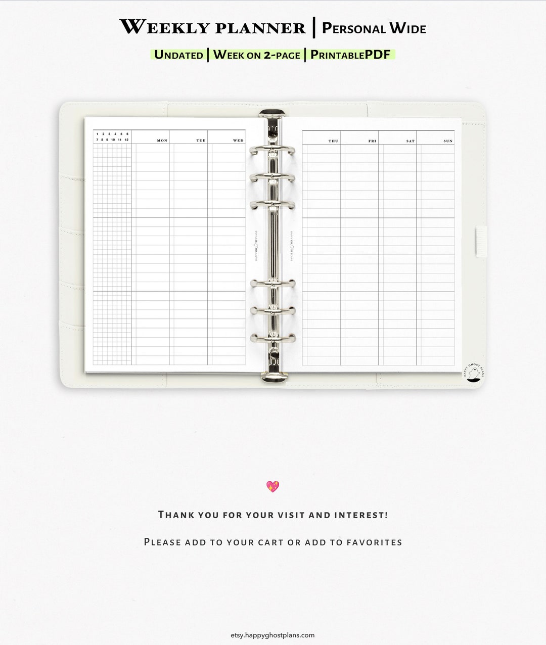 Vertical Weekly Planner Printable Insert for Personal-wide Planner ...