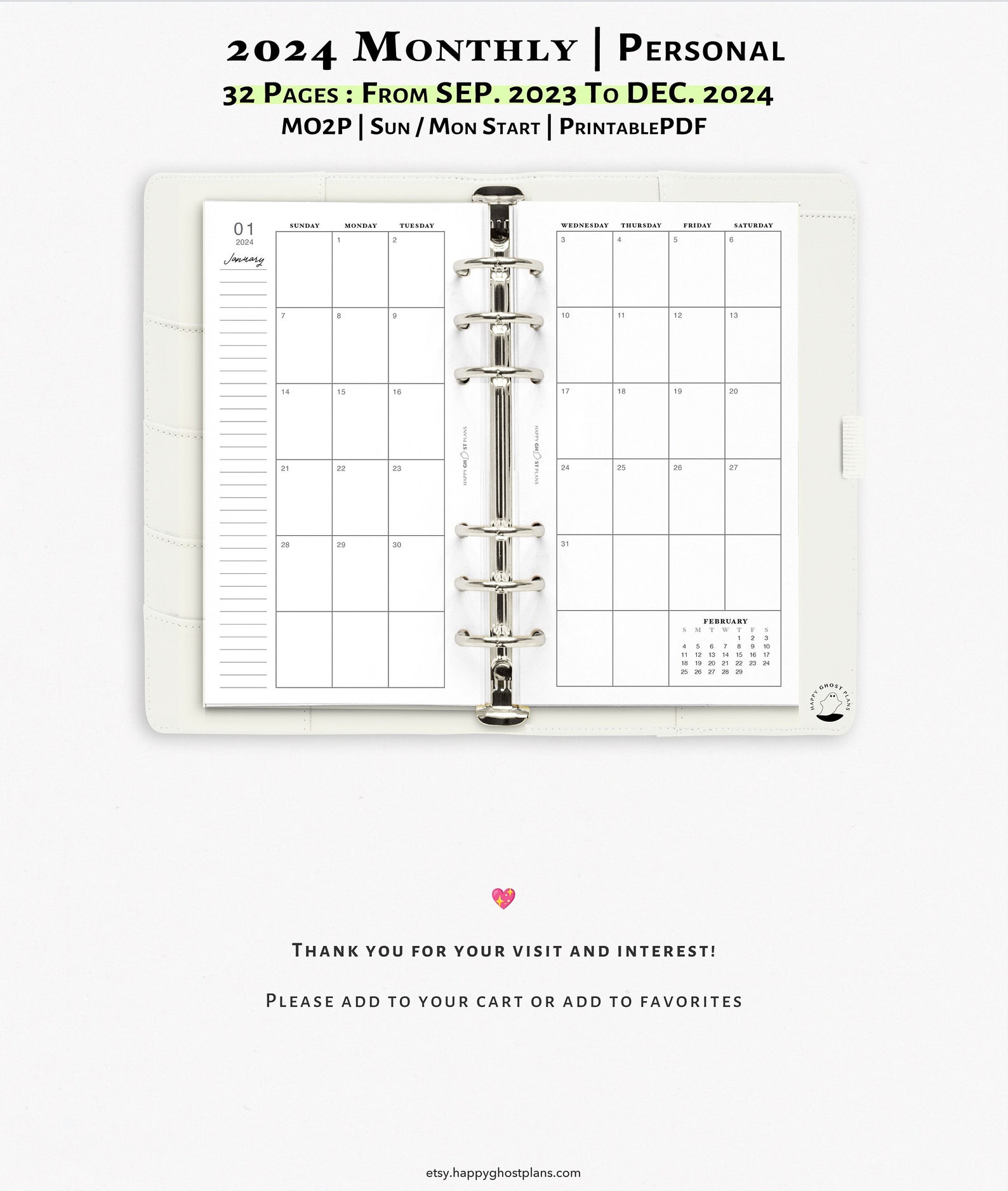 2024 Monthly Planner Printable Personal Size Planner Insert - Etsy