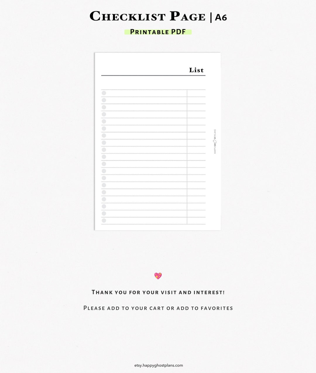 A6 Checklist Template Printable: To-do List Insert (PDF) | N105 - Etsy
