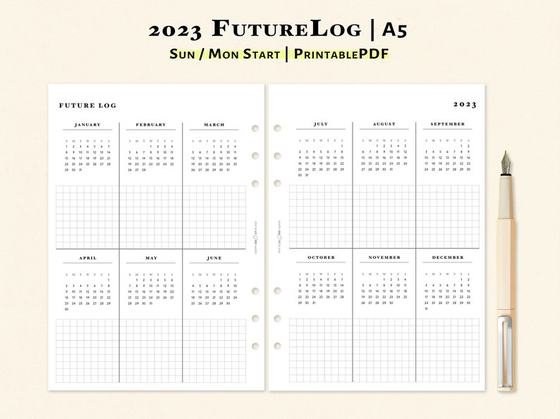 2023 Future Log Yearly Planner Printable A5 Inserts 2023 - Etsy