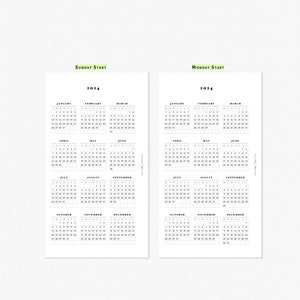 Year at a Glance 2024-2025-2026 Printable Calendar for A6 Planner ...