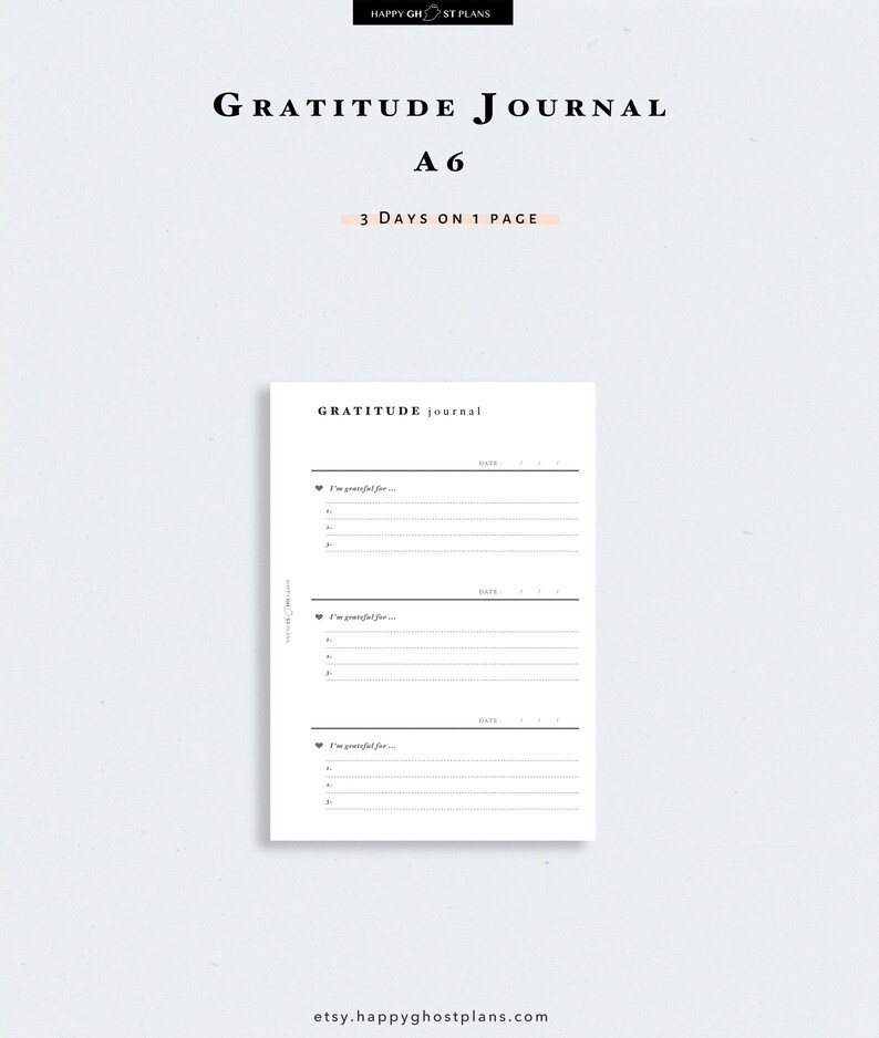 Daily Gratitude Journal Printable A6 Grateful Journal - Etsy