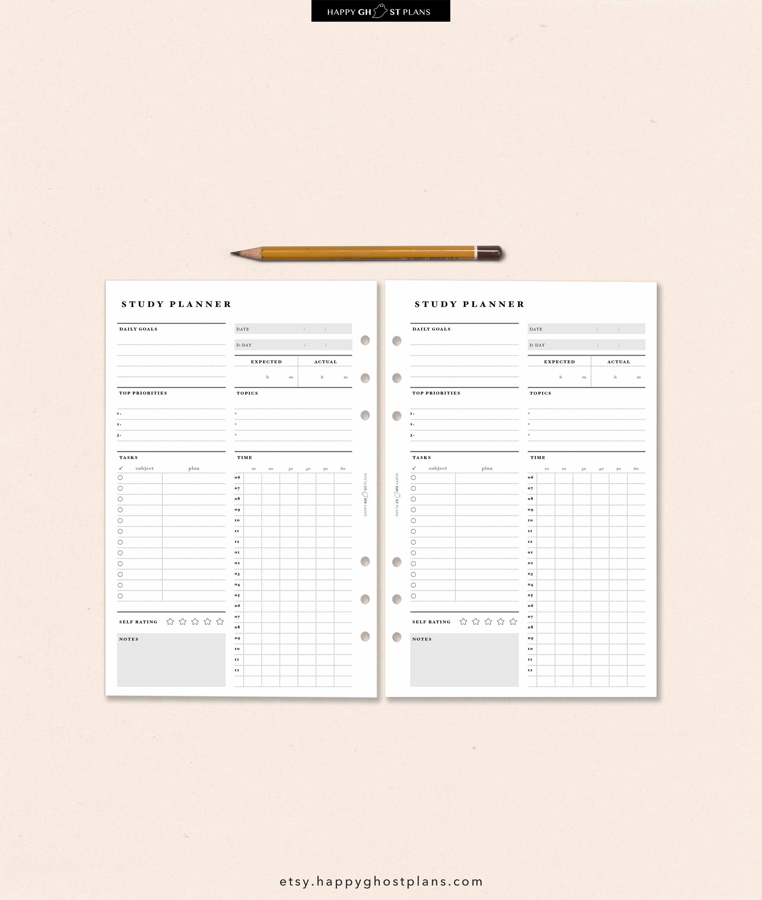 Study Planner Printable Half Letter Students Daily Planner - Etsy Canada