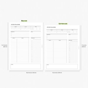 Study Planner Printable A5, A4, Letter, Half Size Students Daily ...