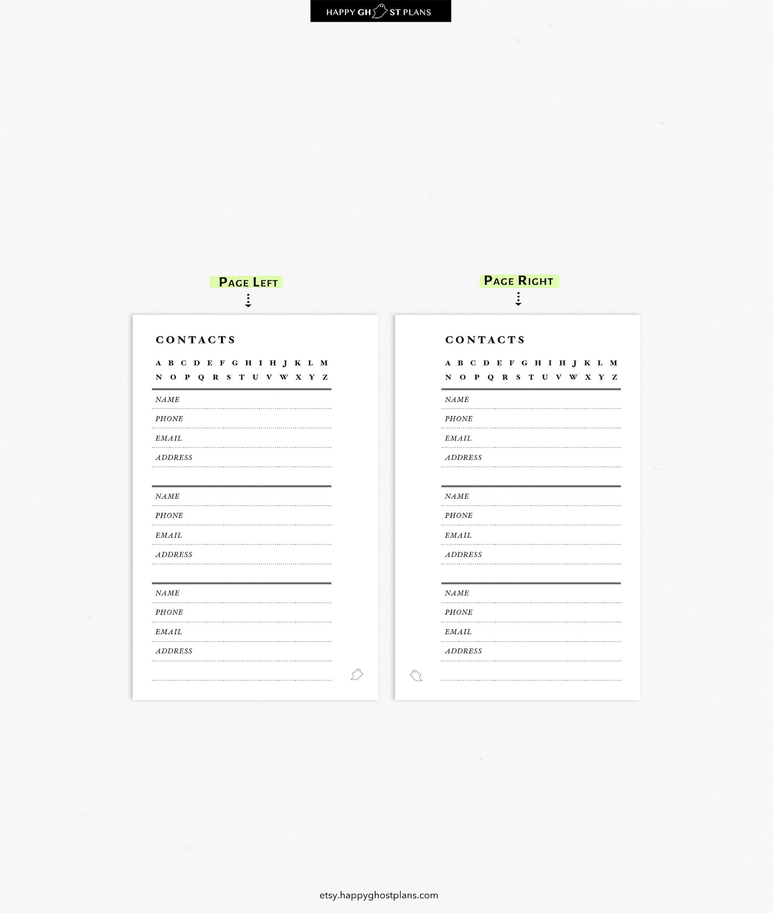 Contact List Printable PDF Mini Size Inserts Contact List Organizer ...