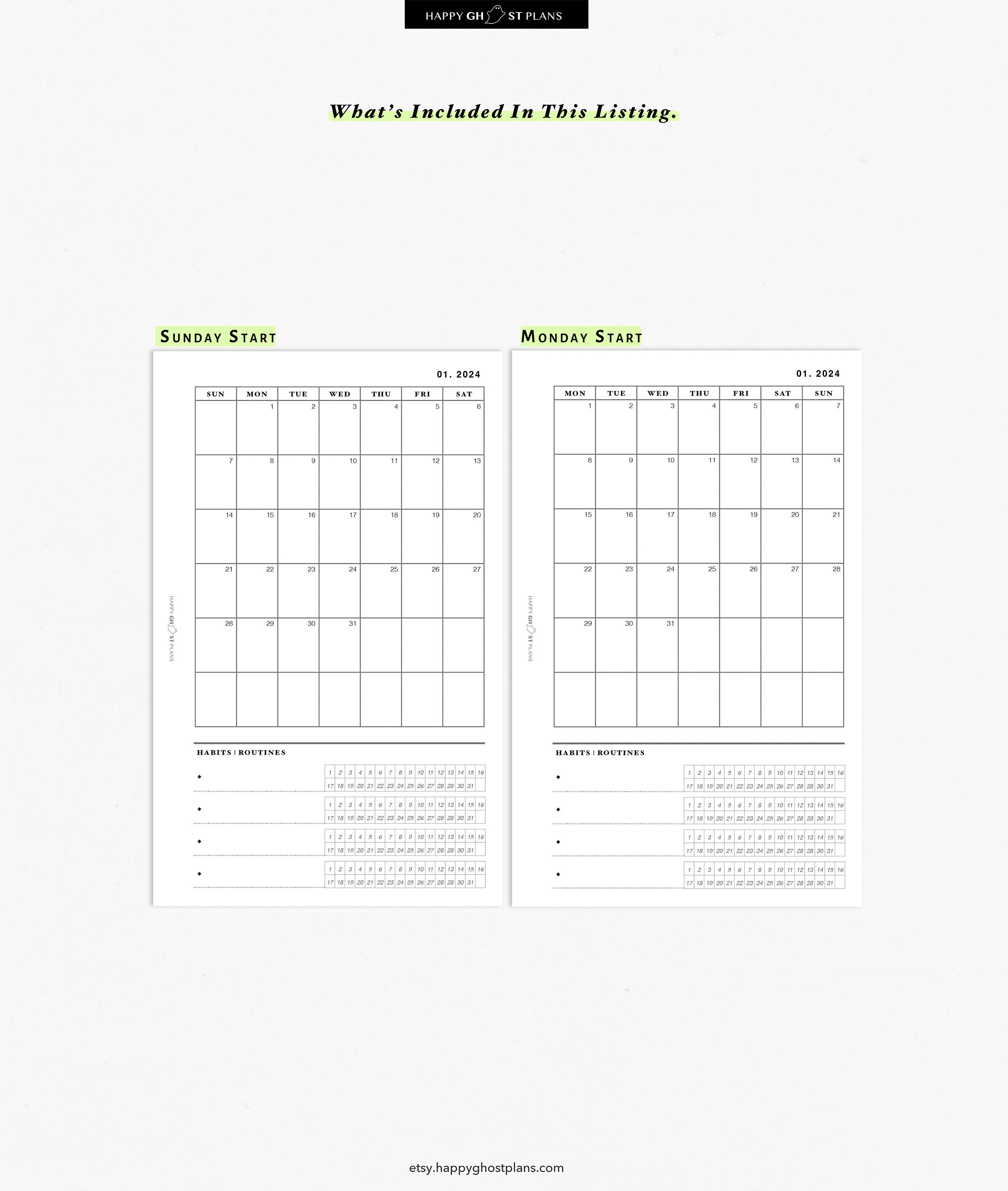 2024 Monthly Planner Printable Insert for Fc-compact Planner MO2P 2024 ...