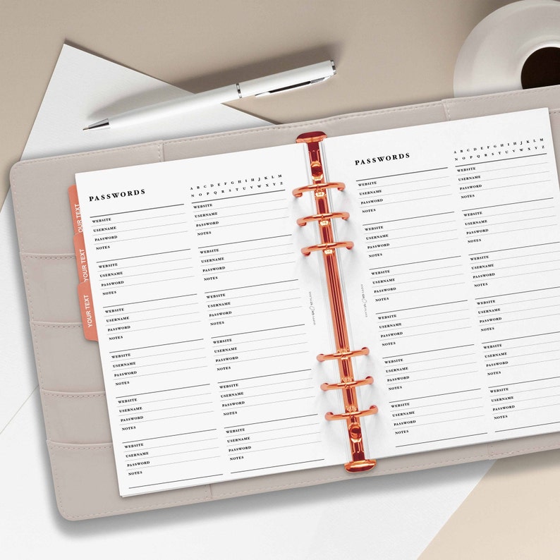 Password Tracker Printable PDF A5 Half-letter Size Password - Etsy