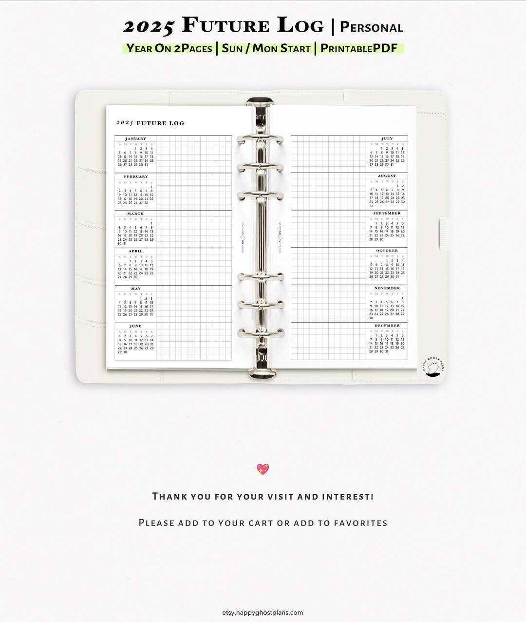 2025 Future Log: Personal Planner Insert (PDF Printable) | Y106 - Etsy ...