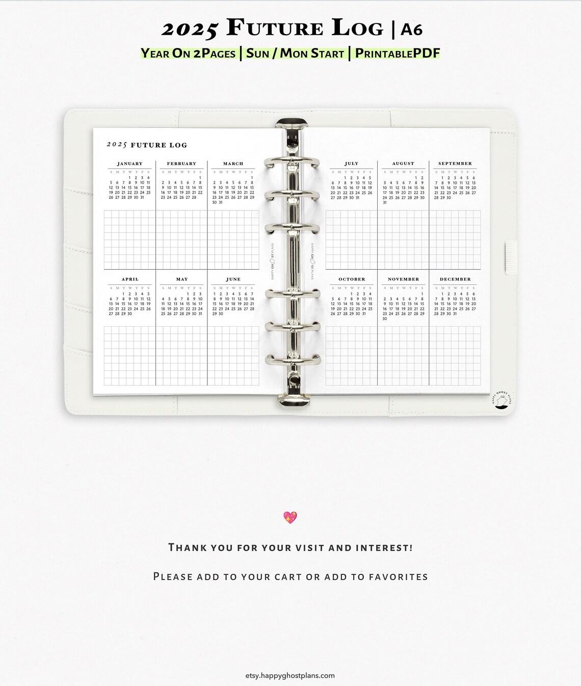 2025 Future Logs, Printable 2025 Yearly Planner for A6 Planner Insert ...