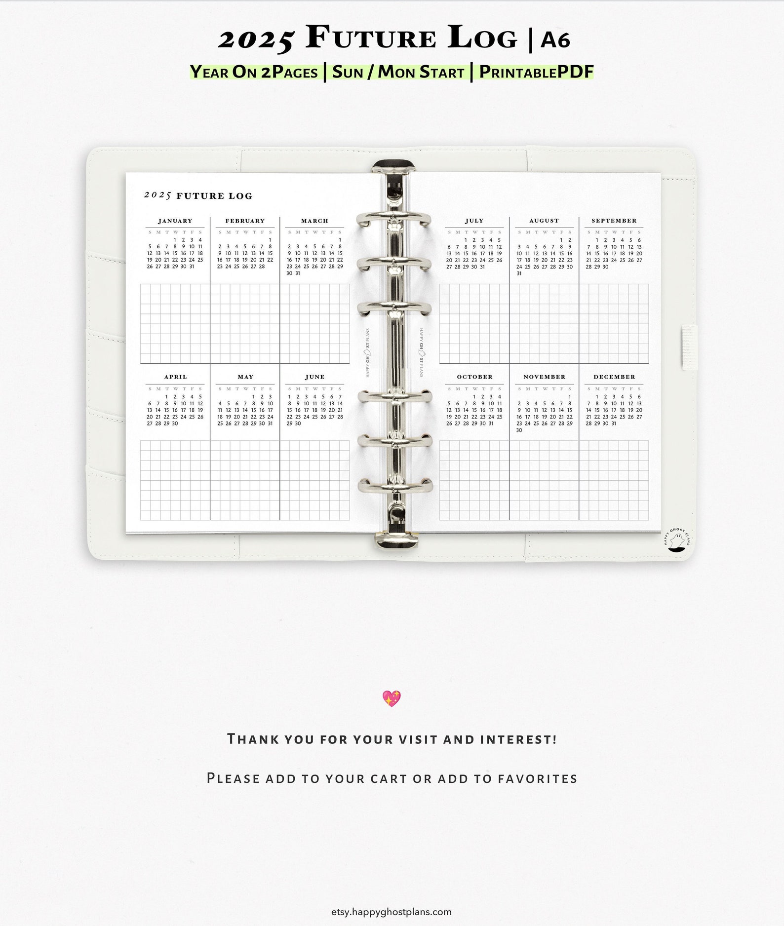 2025 Future Logs, Printable 2025 Yearly Planner for A6 Planner Insert ...