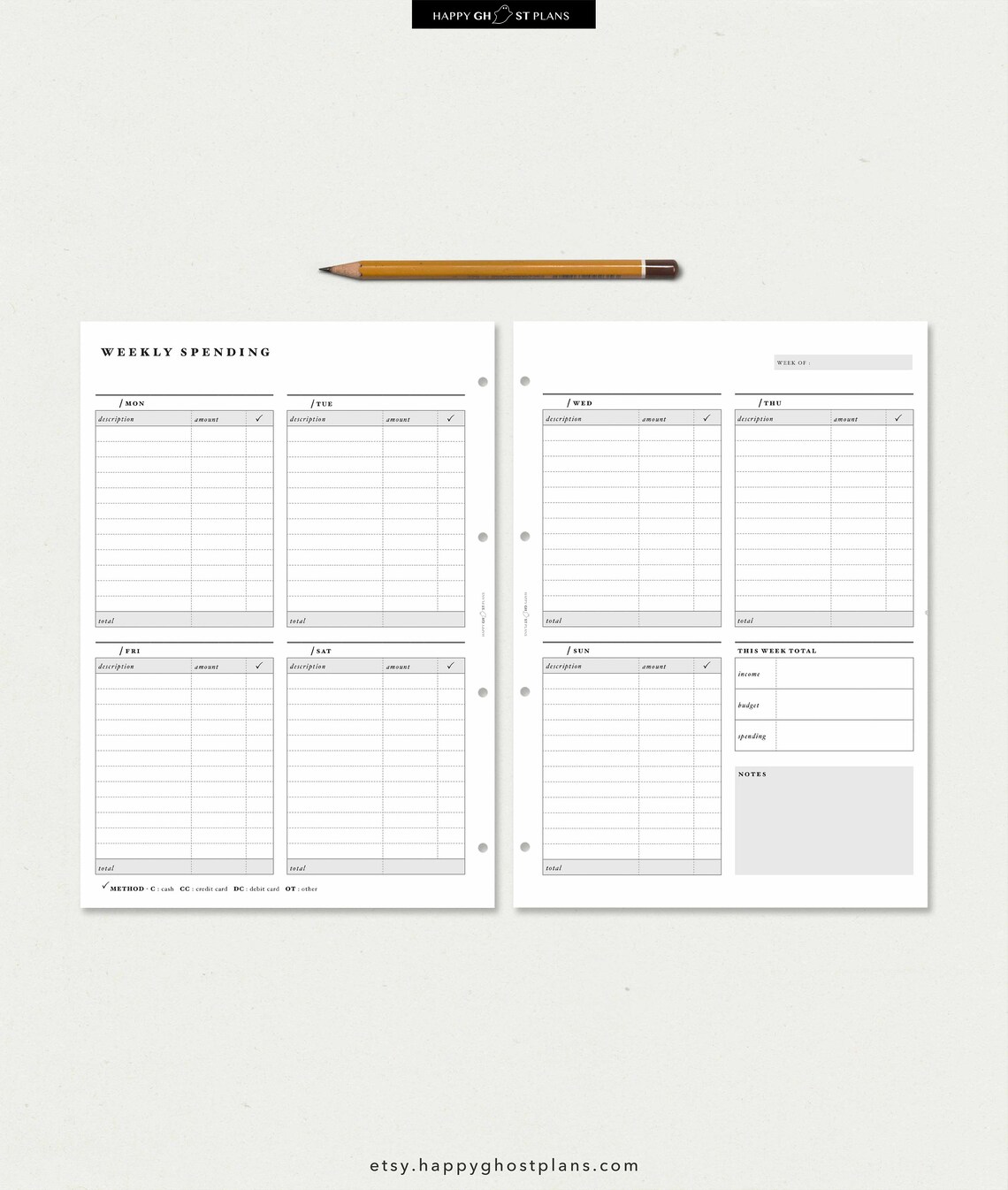 Weekly Spend Expenses Tracker Printable PDF Daily Spending | Etsy