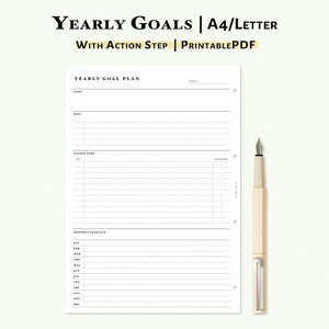 Yearly Goal Planner Printable A4 Letter Size Action - Etsy