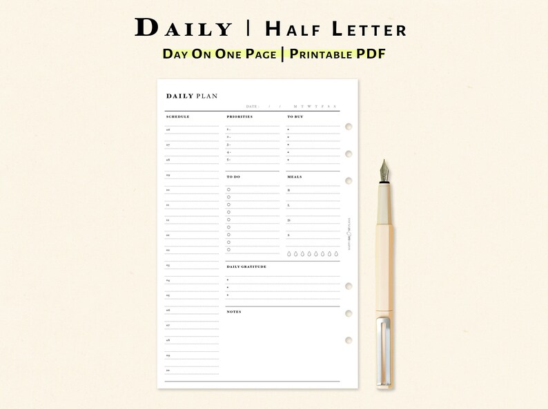 Daily Planner Printable Half Letter Size Insert Day On One Etsy daily-planner-printable-half-letter-size-insert-day-on-one-etsy