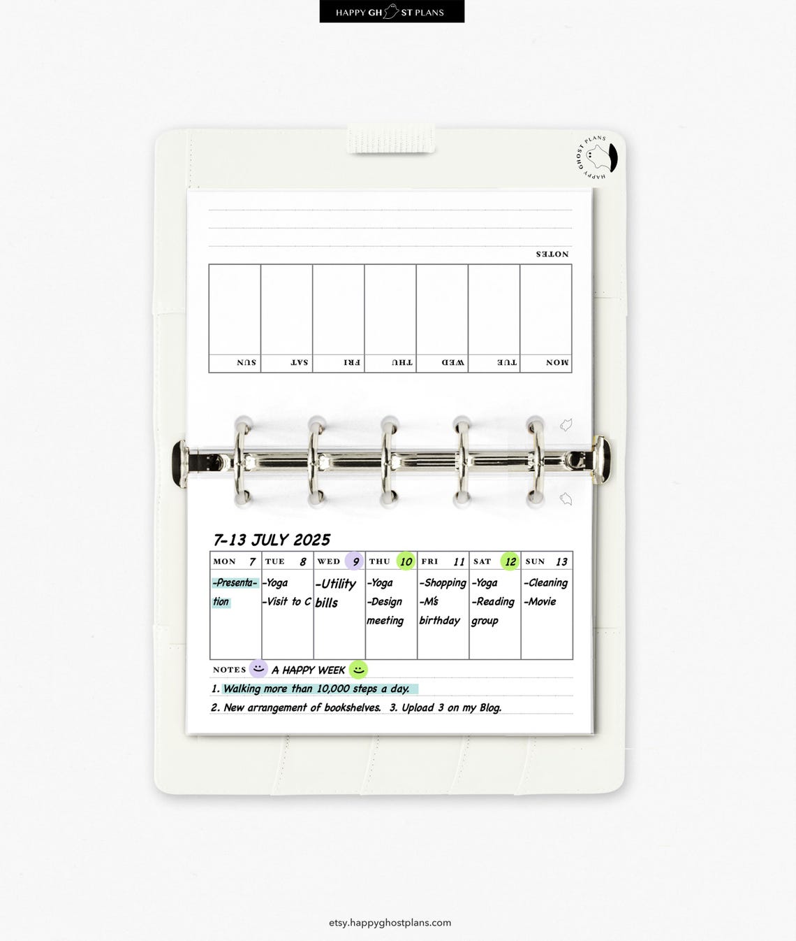 Mini Planner Printable Insert: Horizontal Weekly Layout (PDF Download ...