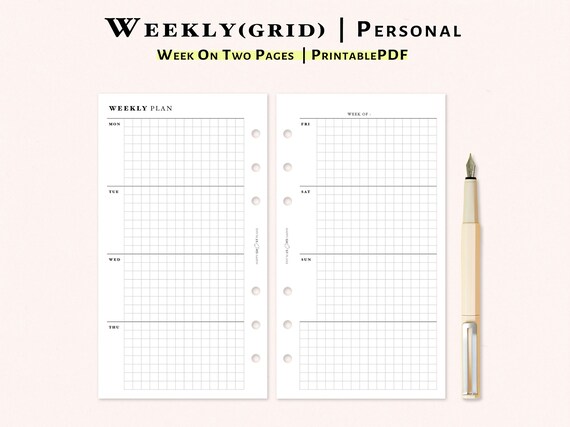 Weekly Planner Printable Personal Size Inserts Simple - Etsy