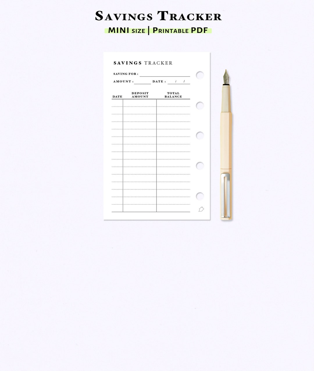 Savings Tracker Printable Mini Size Planner Insert Money - Etsy