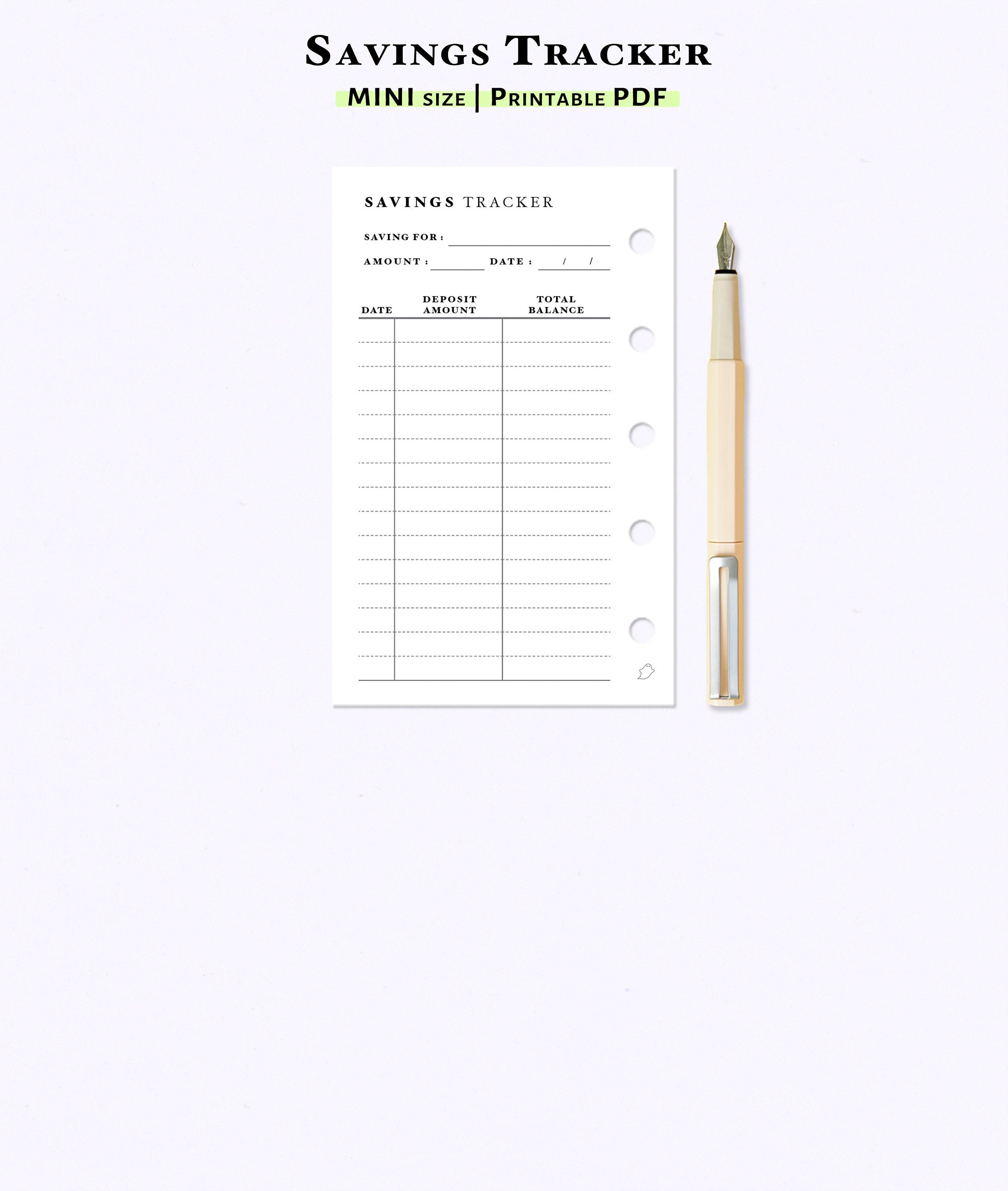Savings Tracker Printable Mini Size Planner Insert Money - Etsy