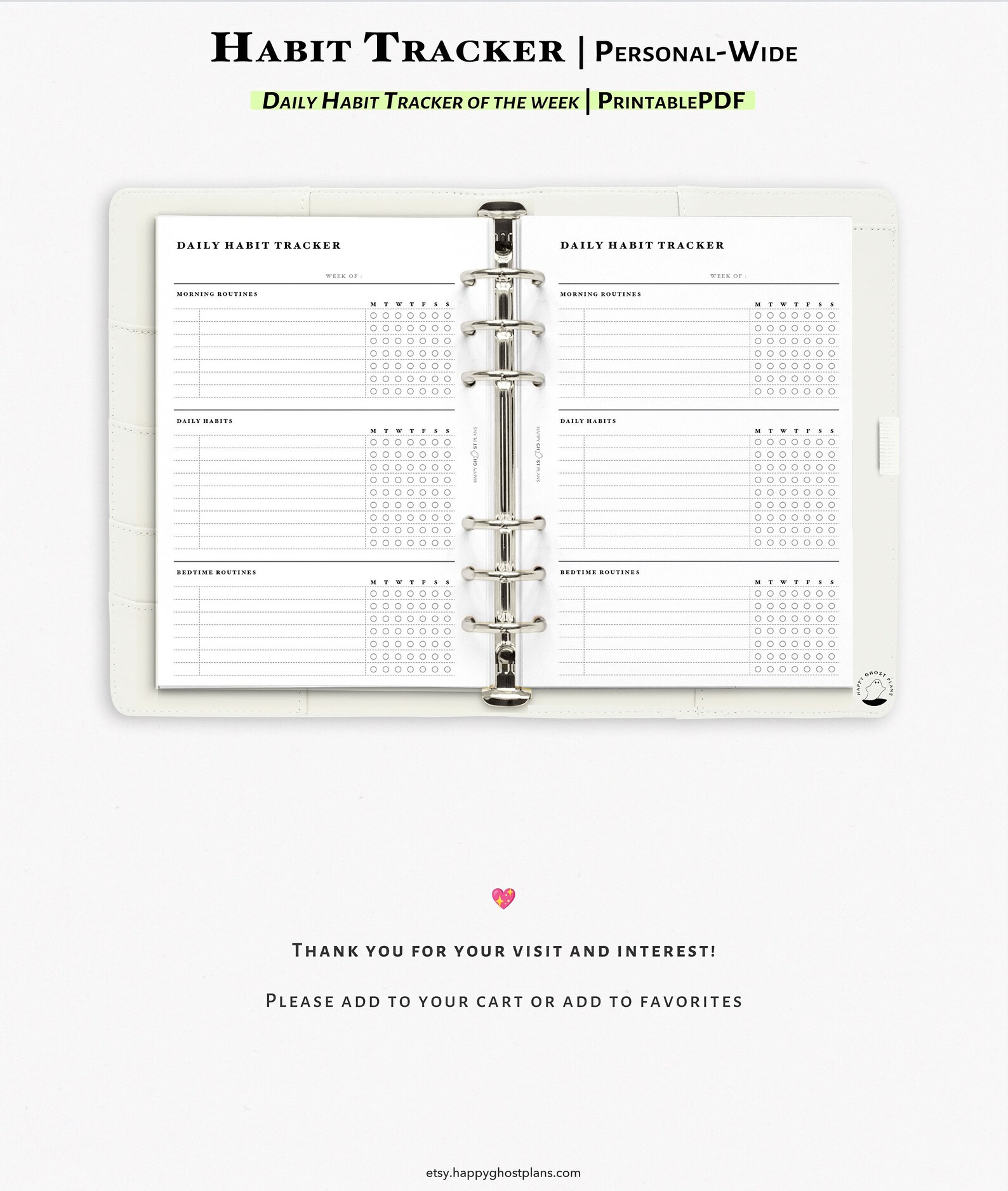 Habit Tracker Printable Personal-wide Planner Insert Routine Planner ...