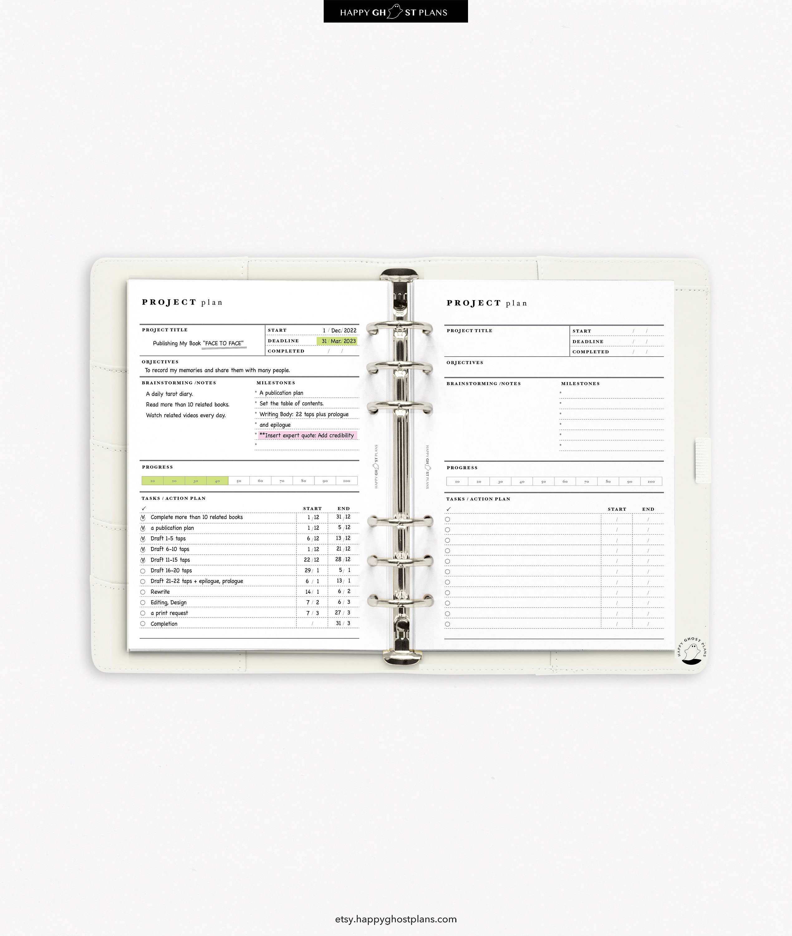 Project Planner Printable Insert for Personal Wide Planner, for Action ...
