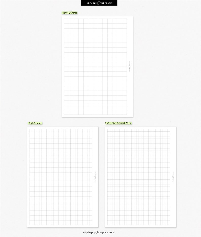 Grid Paper Bundle Printable Planner Insert Set of 9 A5 - Etsy