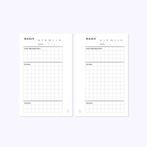 One Page Daily Planner Printable Mini Size Undated Daily - Etsy