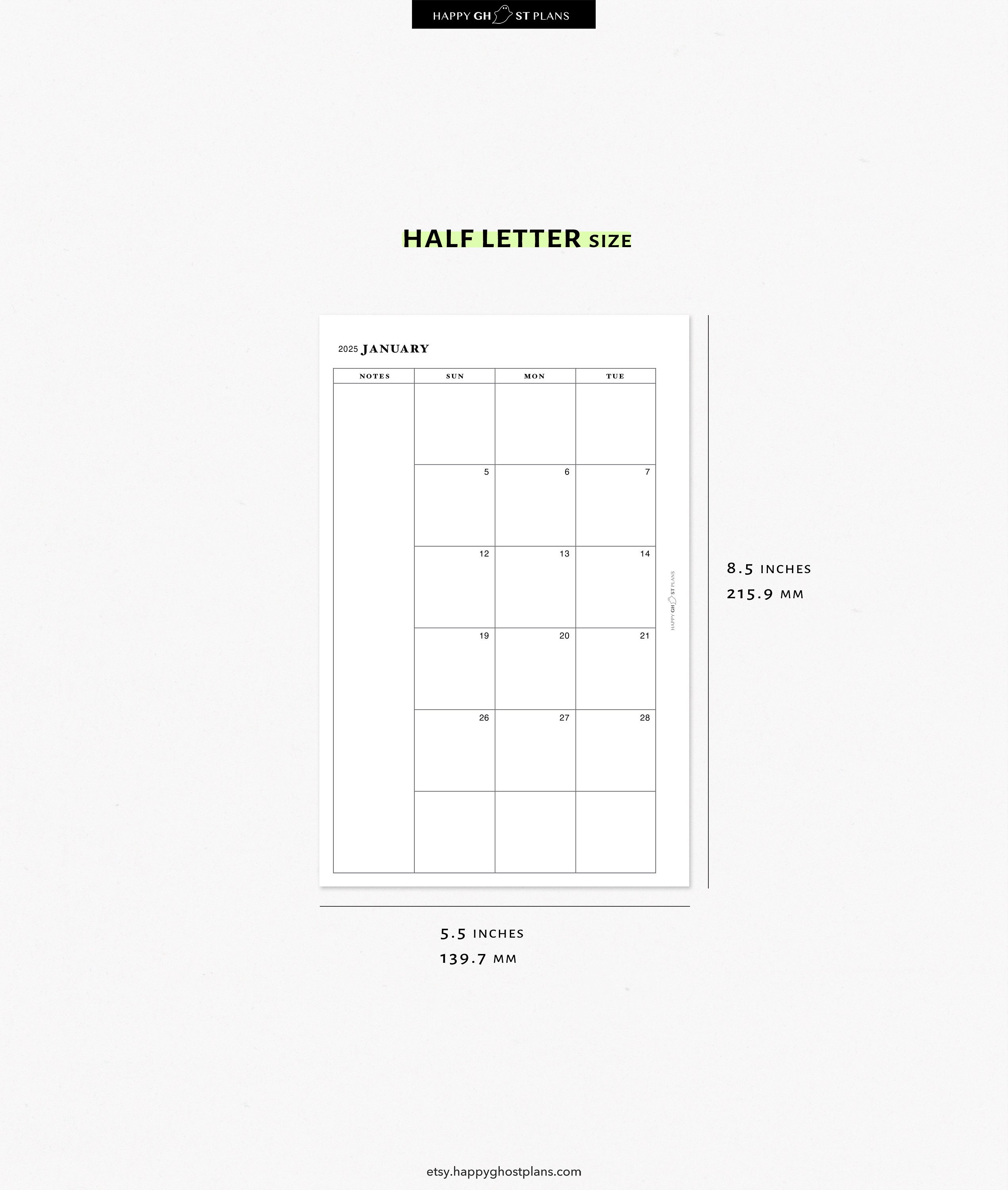 2025 Monthly Planner, Printable Insert for Half-letter Planner M001 - Etsy