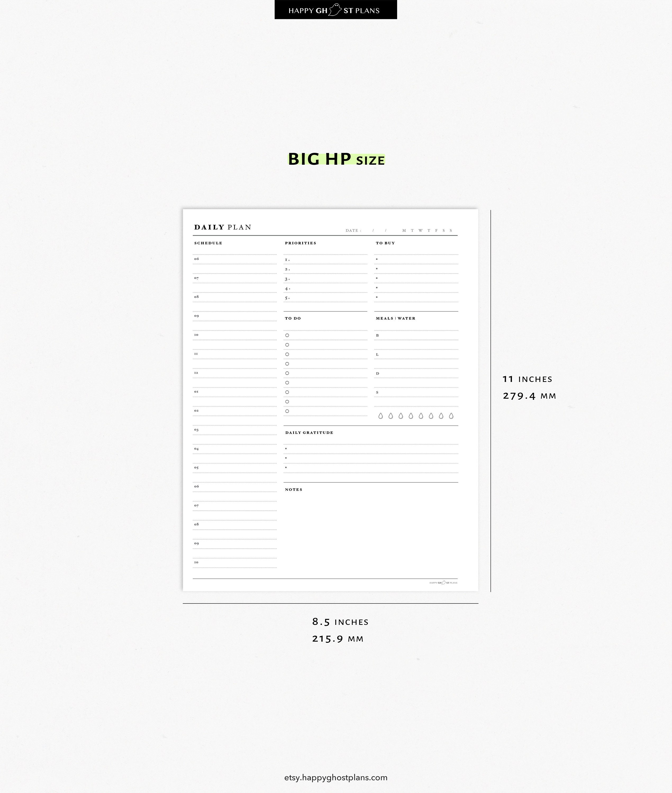 Daily Planner Printable Big Happy Planner Size Insert Day on - Etsy