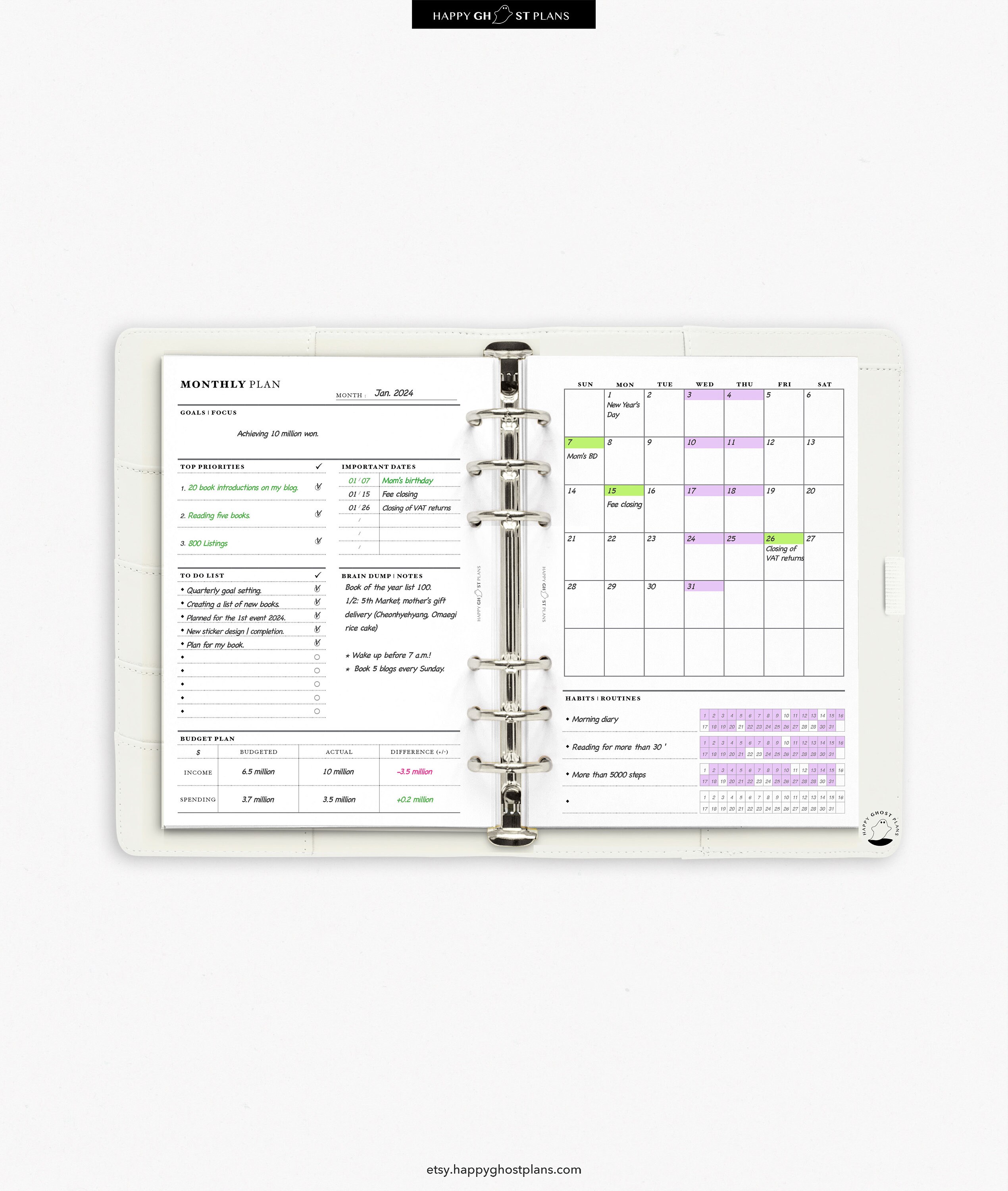 Monthly Overview Planner Printable Insert for Personal-wide Planner ...