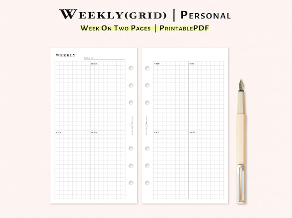 Weekly Planner Printable Personal Size Inserts Undated - Etsy