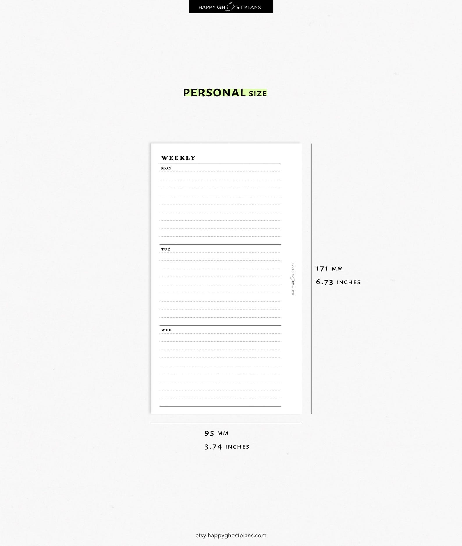 Weekly Planner, Printable Inserts for Personal Size Planner W111L - Etsy
