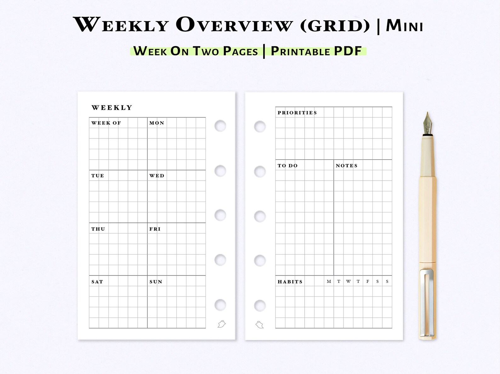 Weekly Planner Printable Mini Size Inserts Weekly Overview - Etsy