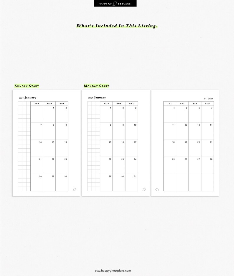 2024 Monthly Printable Calendar Mini Size Planner Insert | Two Page ...