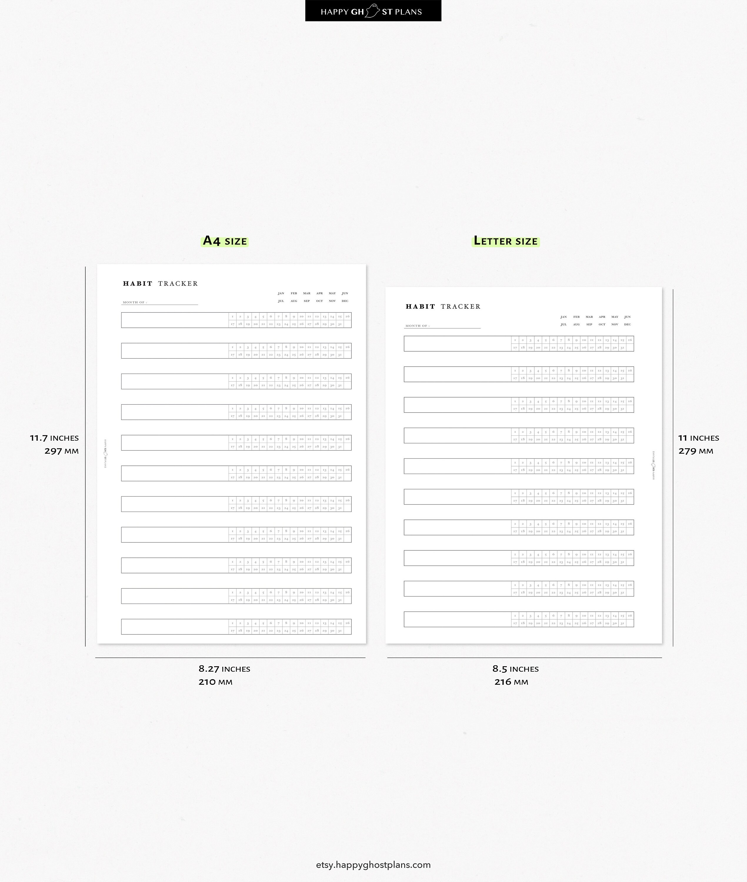 Habit Tracker Printable Insert for A4, Letter Size Planner Monthly ...
