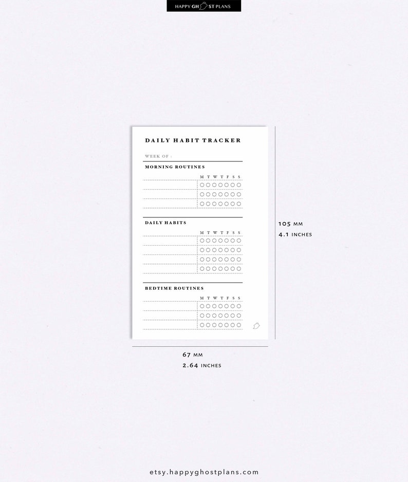Habit Tracker Printable Mini Size Inserts Daily Routine - Etsy Canada