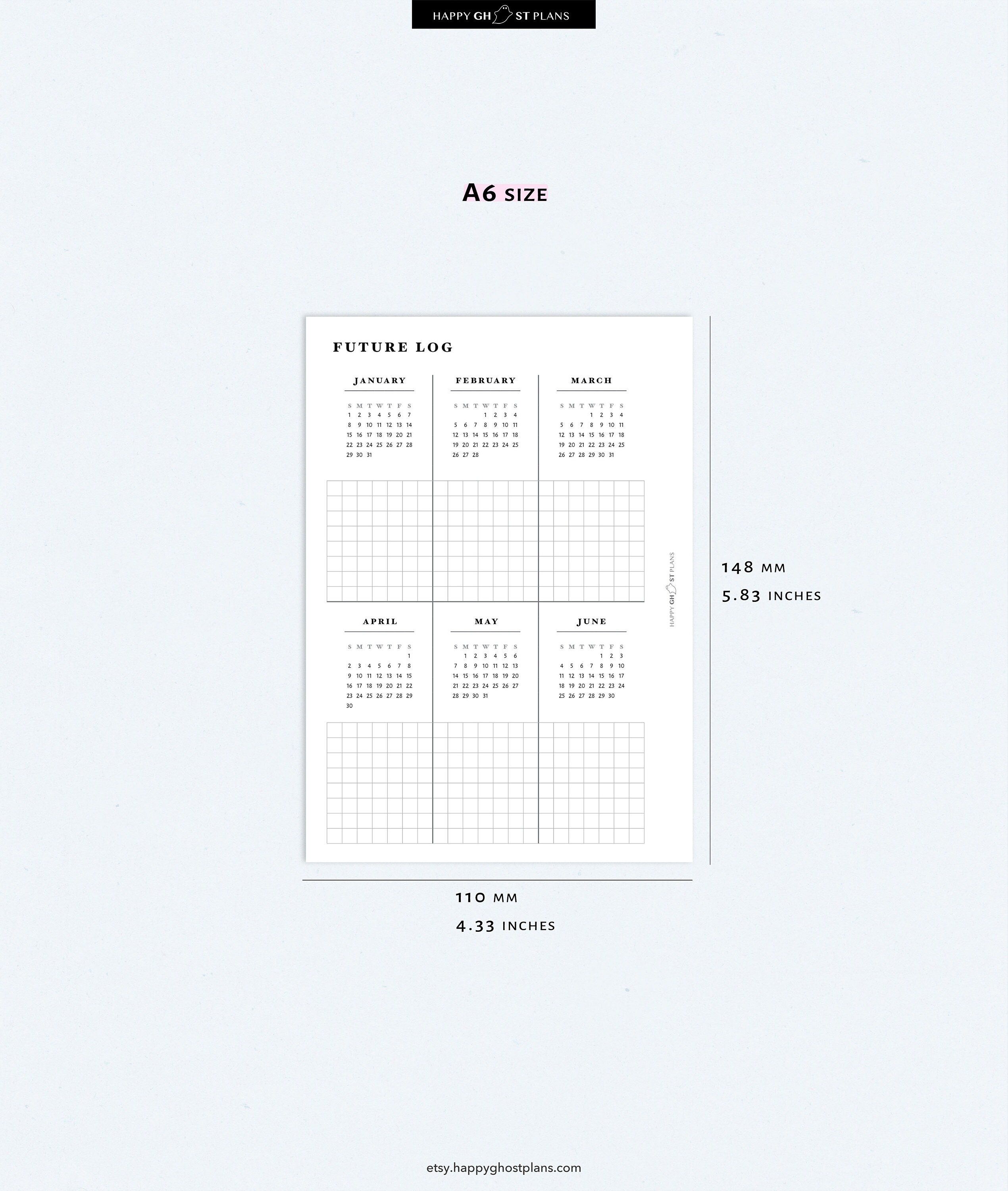 2023 Future Log Yearly Planner Printable A6 Inserts 2023 - Etsy
