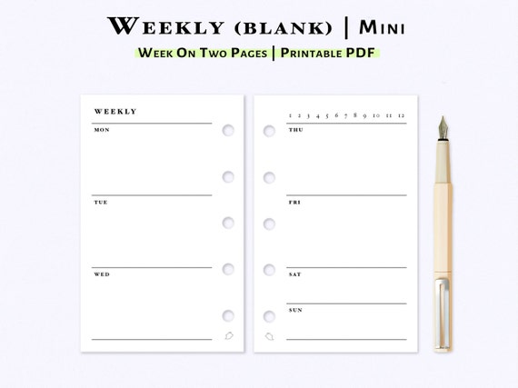 Weekly Planner Printable Mini Inserts Undated Weekly PDF - Etsy