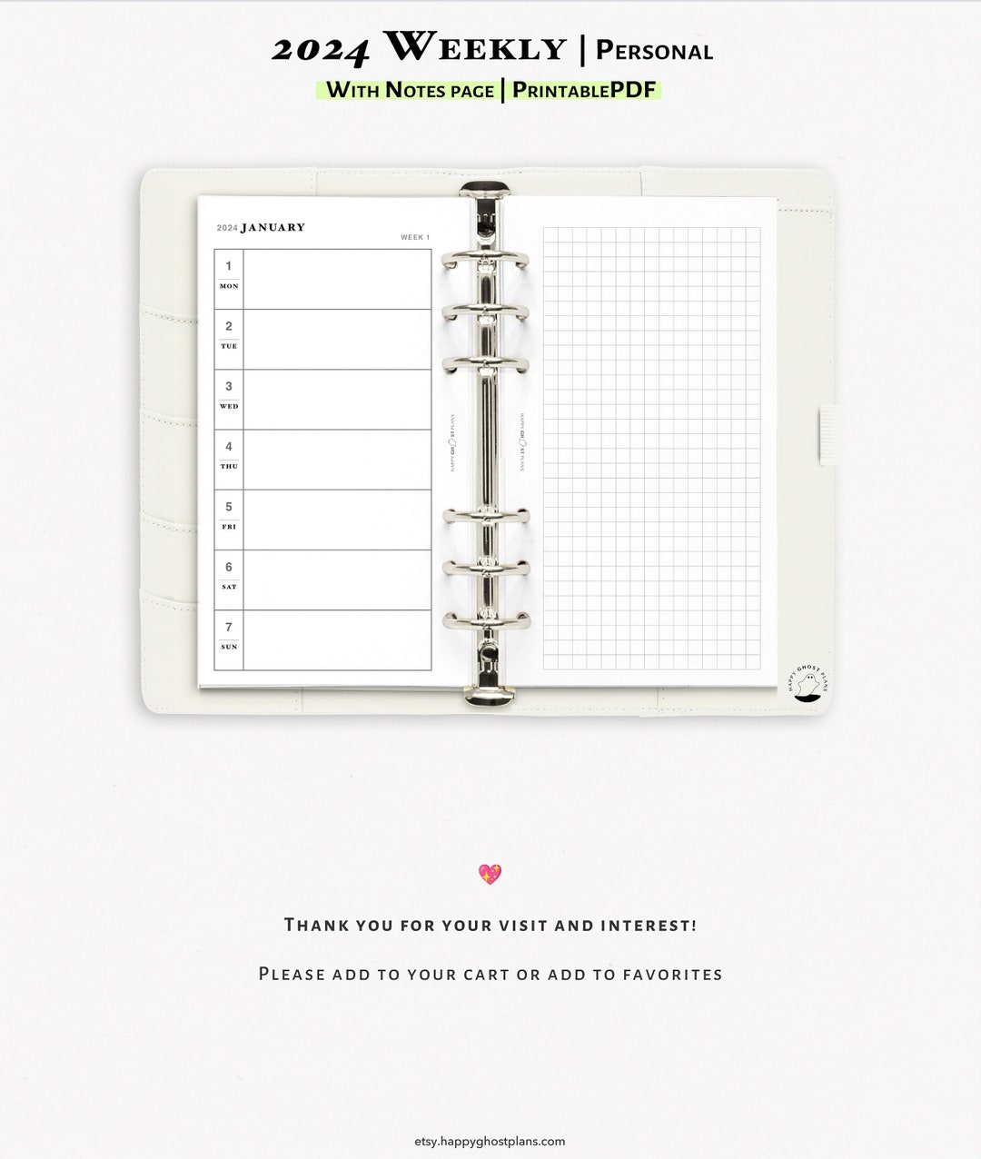 2024 Weekly Planner Printable Personal Planner Insert - Etsy