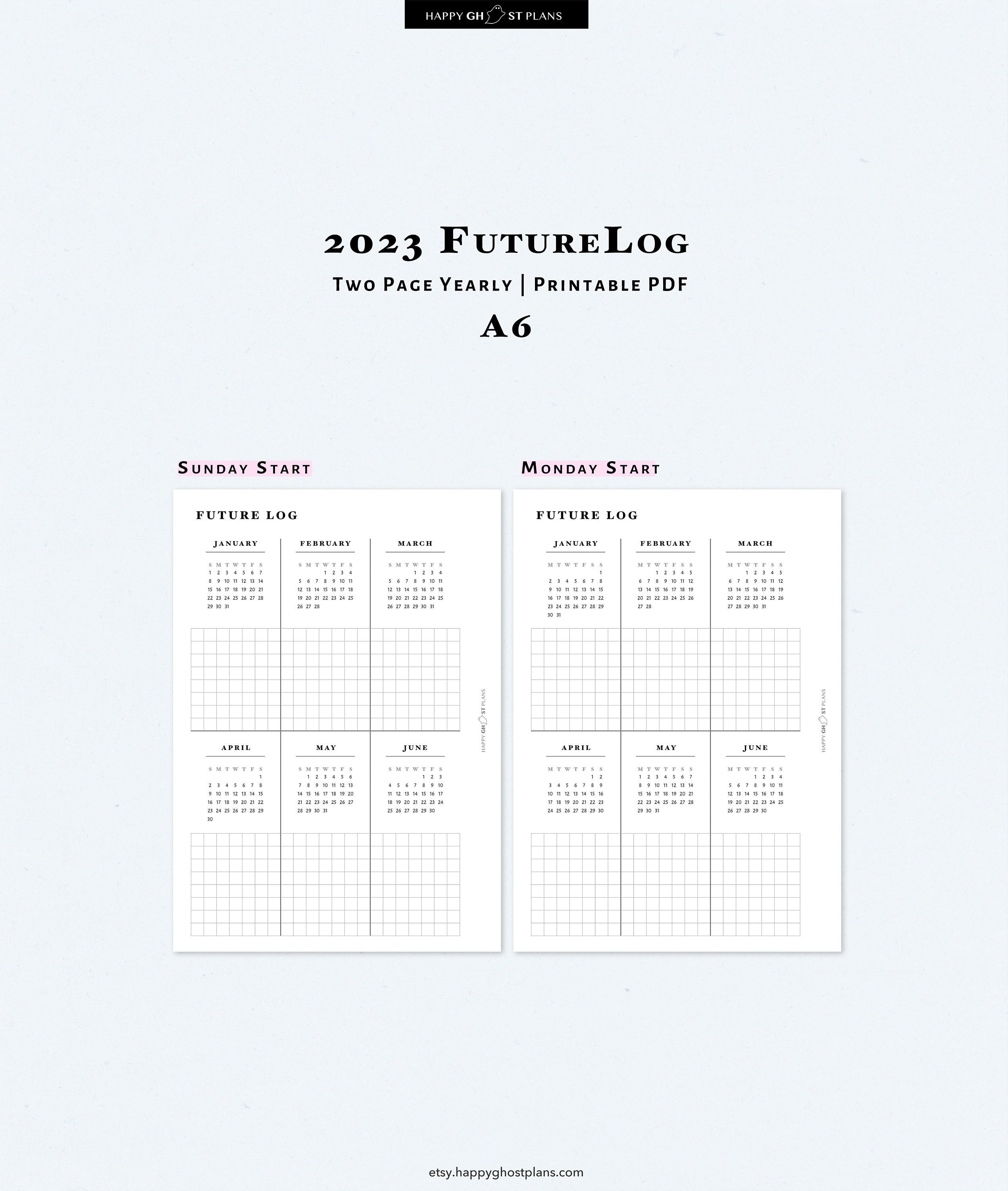 2023 Future Log Yearly Planner Printable A6 Inserts 2023 - Etsy
