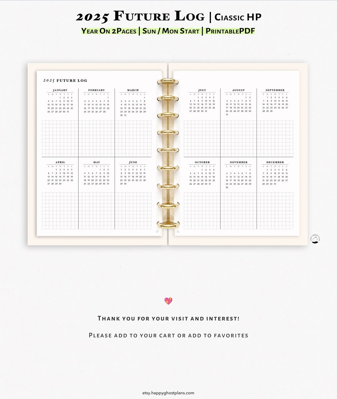 2025 Future Logs, Printable 2025 Yearly Planner for Happy Planner ...