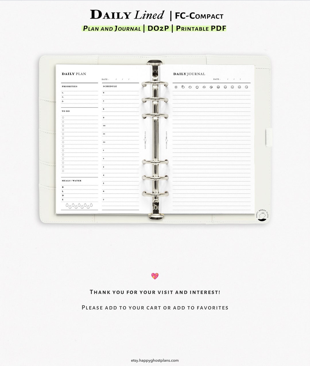 Daily Planner Printable Insert for Fc-compact Planner | Undated Daily ...