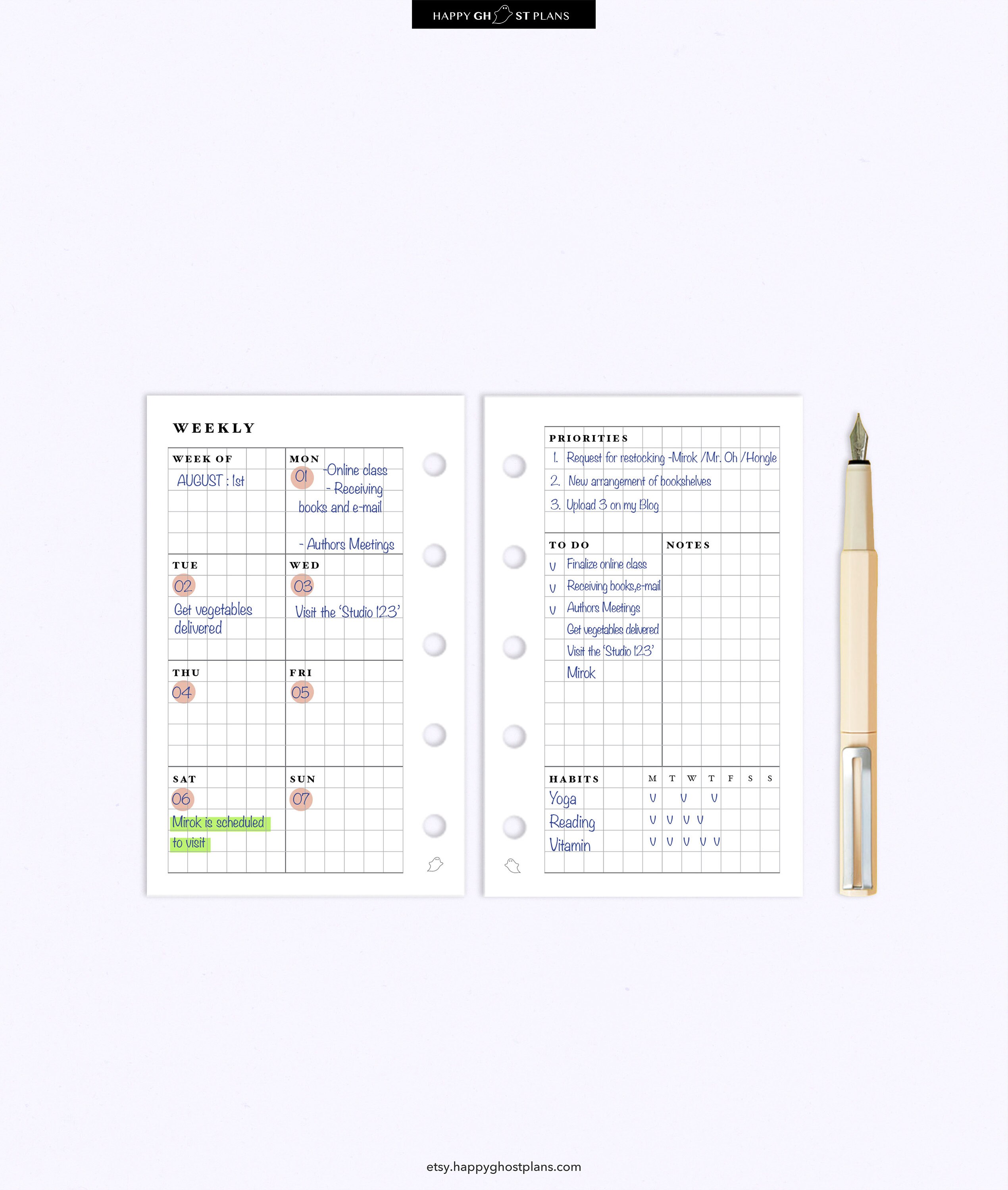 Weekly Planner Printable Mini Size Inserts Weekly Overview - Etsy